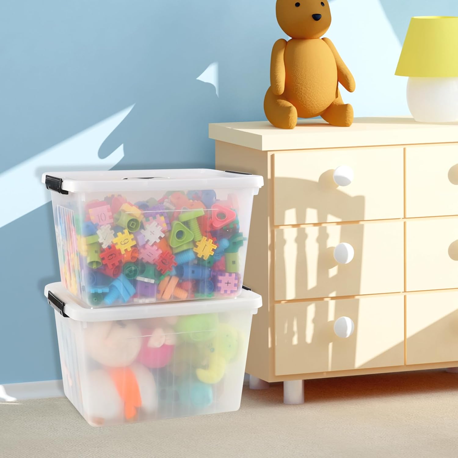 Oymlclivisa Contenedores de almacenamiento transparentes de 18 cuartos ...