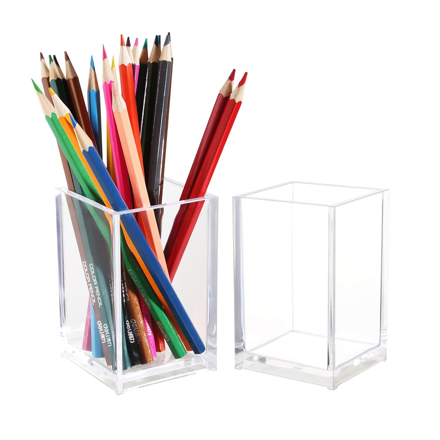 Clear Acrylic Pen Pencil Holder - Large Capacity Makeup Brush Holder ...