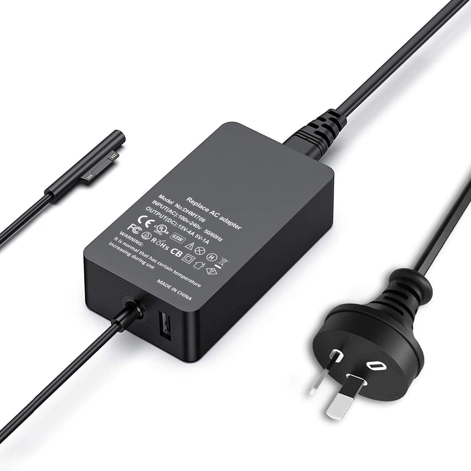 Surface Pro Laptop Charger 65W 15V 4A Power Supply Compatible Microsoft ...