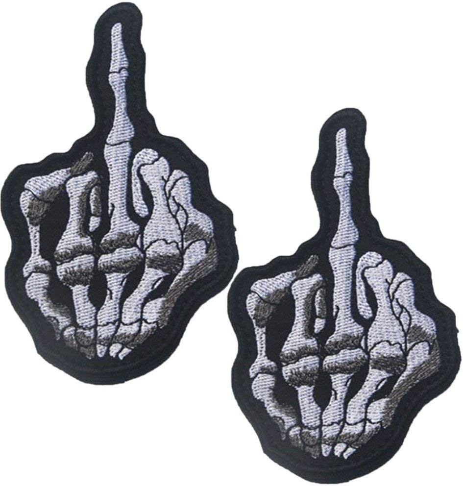 Amazon.com: QTao UPA134 Hook & Loop Skull Middle Finger Funny Tactical ...