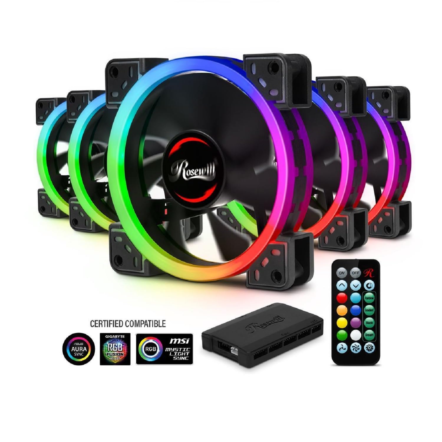 Amazon.com: Rosewill RGBF-23001 120mm Dual Ring Addressable RGB Case ...