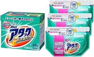 Amazon | 花王 アタック高活性バイオパワー 本体 900g + 詰替 810g (×3個） | ノーブランド品 | 液体洗剤