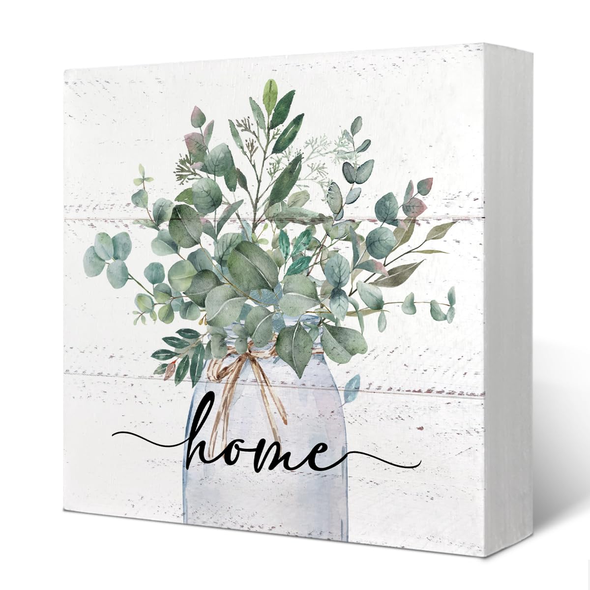 Amazon.com: Yetmadi Spring Botanical Eucalyptus Leaves Sign Wood Box ...