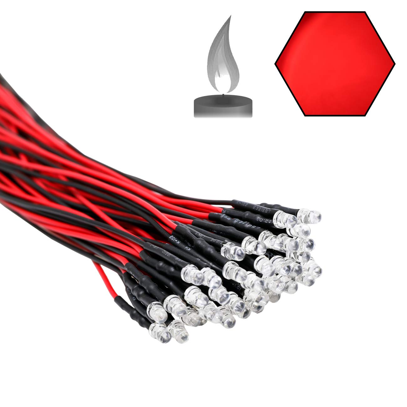 EDGELEC 30pcs 12 Volt 3mm Red Flicker LED Lights Emitting Diodes ...