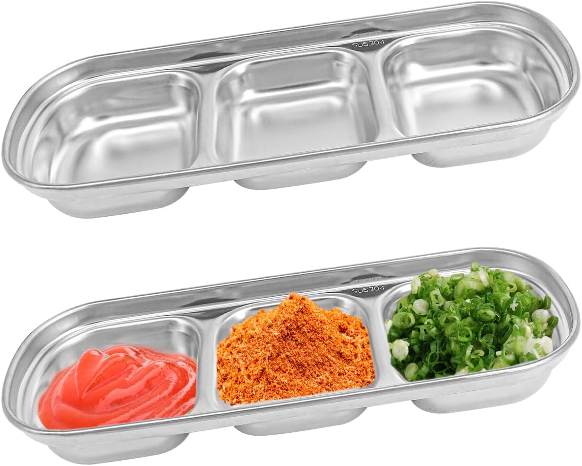 Amazon.com: DOERDO 2Pcs Stainless Steel Dipping Sauce Dishes, 3 ...