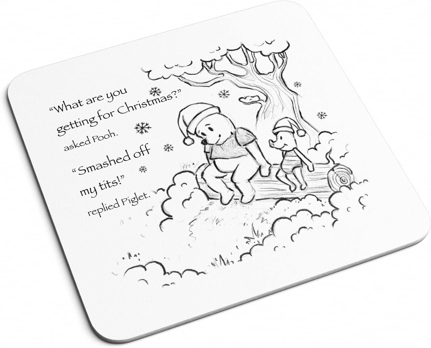 Rude Christmas Hats Winnie the Pooh and Piglet Coaster - SKETCH Novelty ...