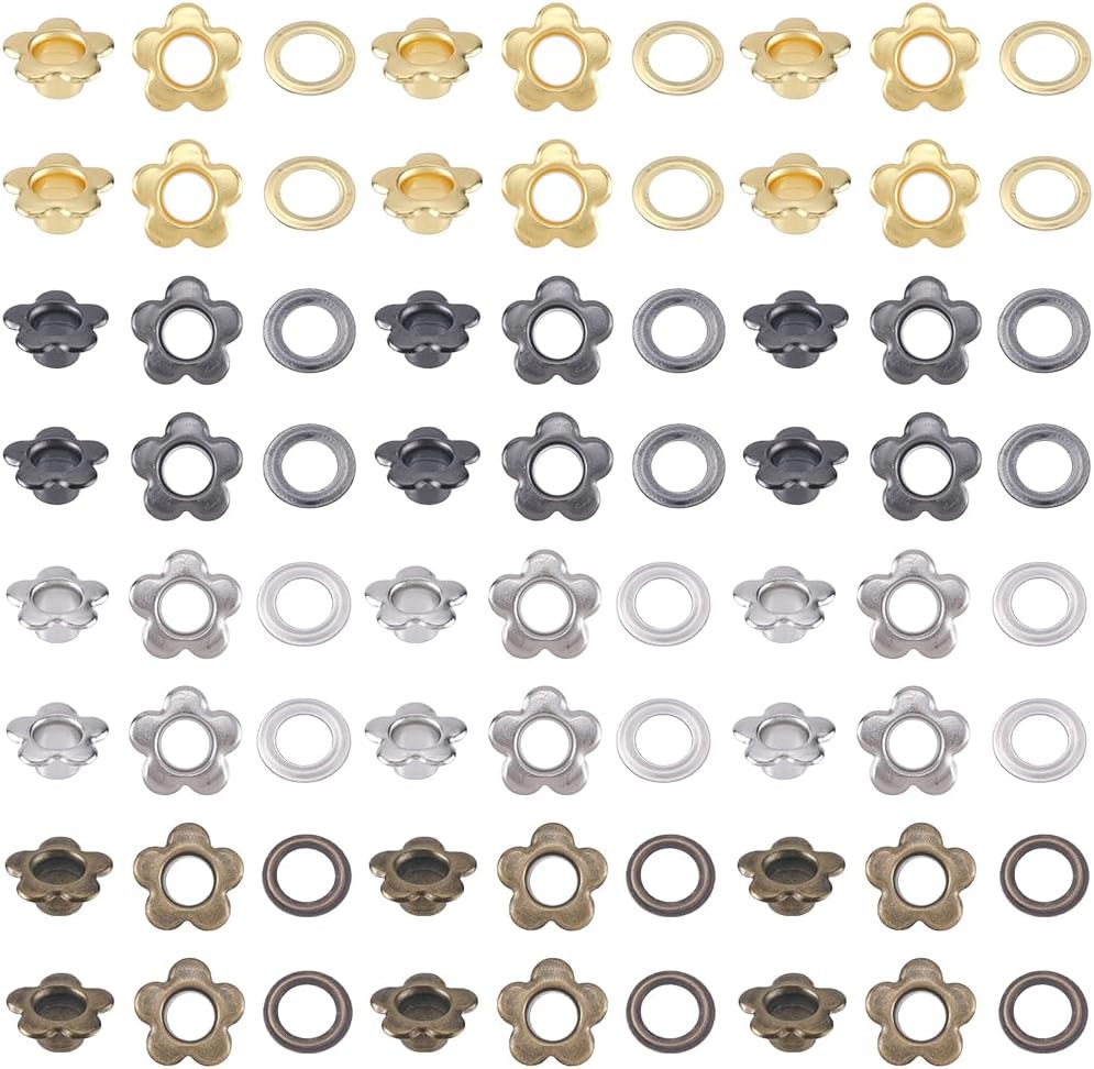 Amazon.com: GORGECRAFT 1 Box 200Pcs 4 Colors Flower Metal Eyelets Bulk ...
