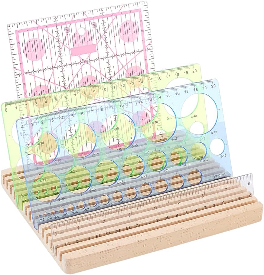 Amazon.com: PH PandaHall 15 Slots Wooden Ruler Display Stand Quilting ...