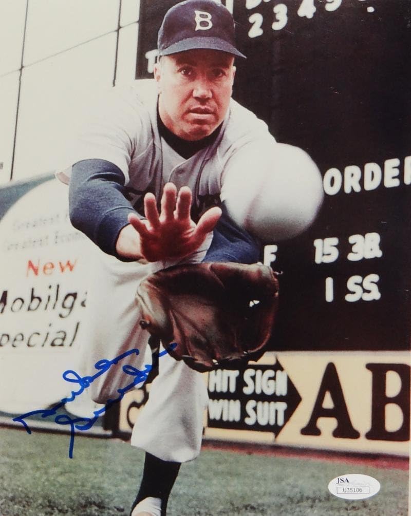 Duke Snider Autographed Dodgers 8x10 Close Up Catching Photo- JSA Auth ...
