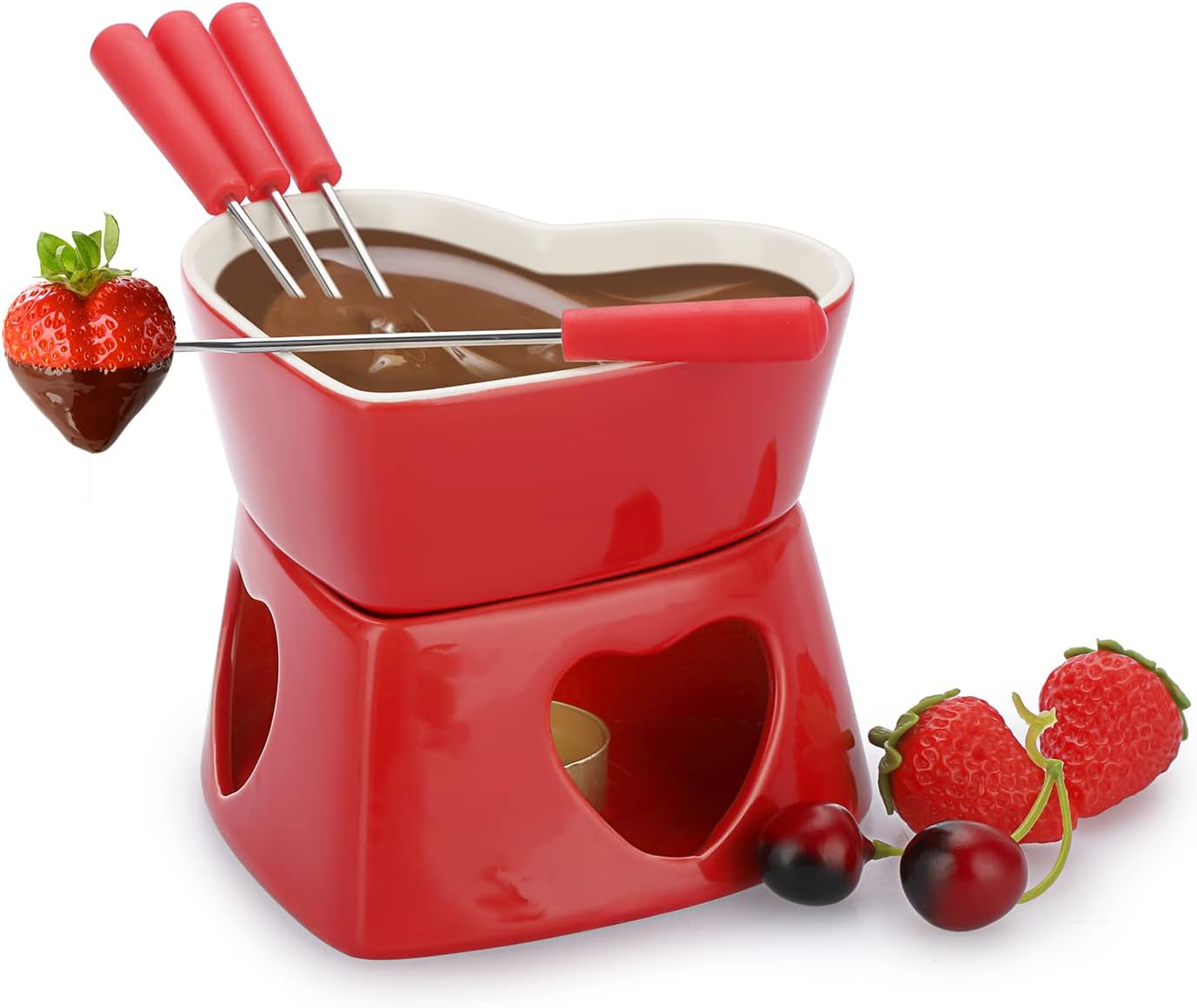Amazon.com: [Bigger and Improved] Zen Kitchen Fondue Pot Set, Glazed ...
