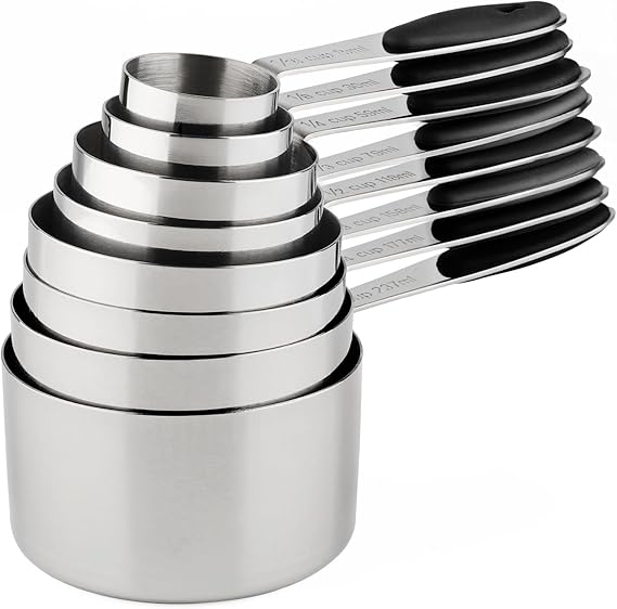 Amazon.com: Measuring Cups Set of 8 Stainless Steel Measuring Cups for ...