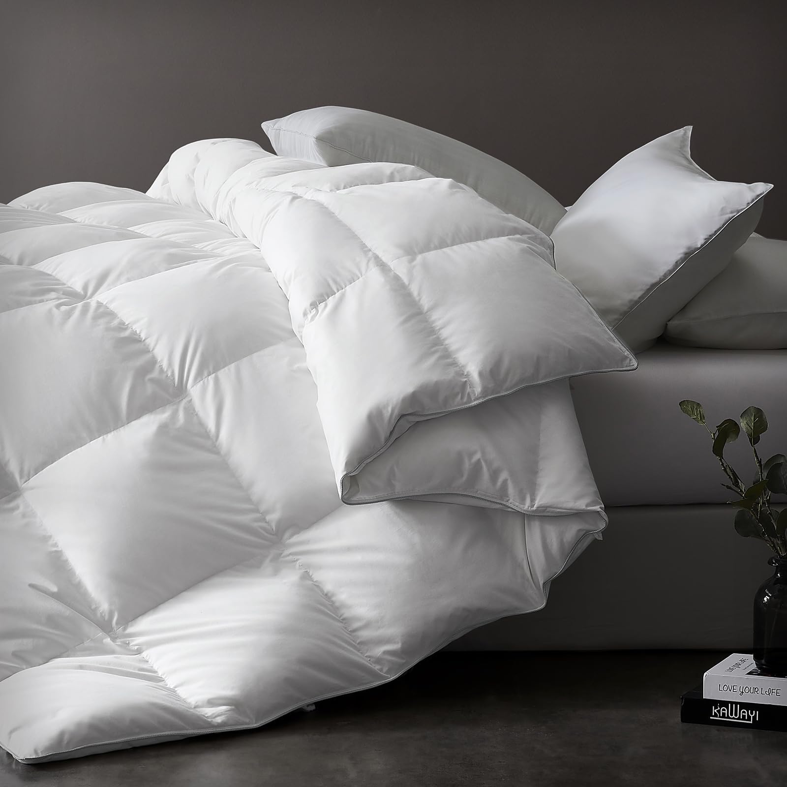 Amazon.com: downluxe Lightweight White Down Comforter Queen Size - Down ...