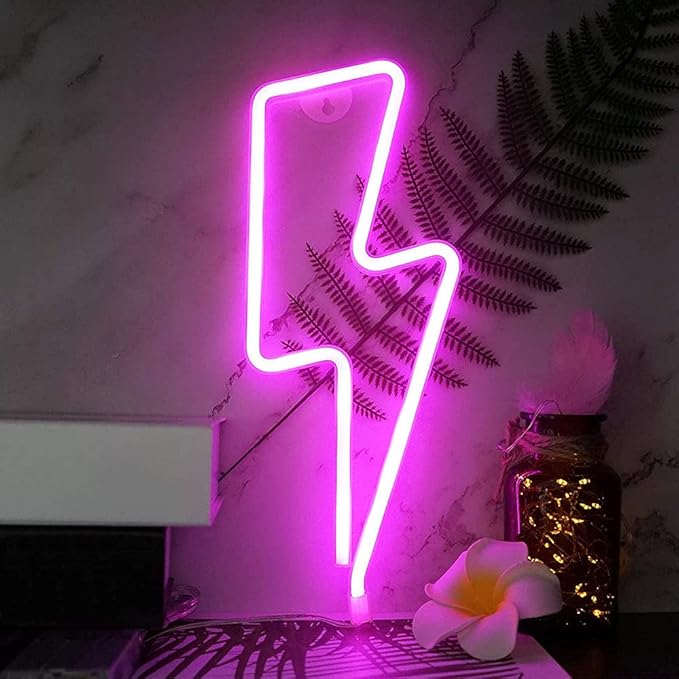 YouOKLight Lightning Bolt Neon Sign Lights, LED Wall Light Night Lights ...