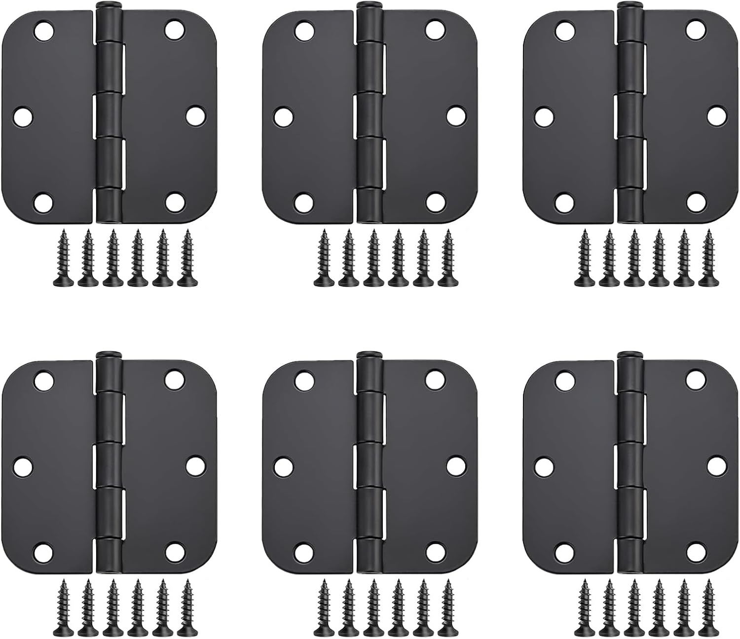 Allucky 6 Pack Matte Black Door Hinges 3x3 Inch Interior Door Hinges ...