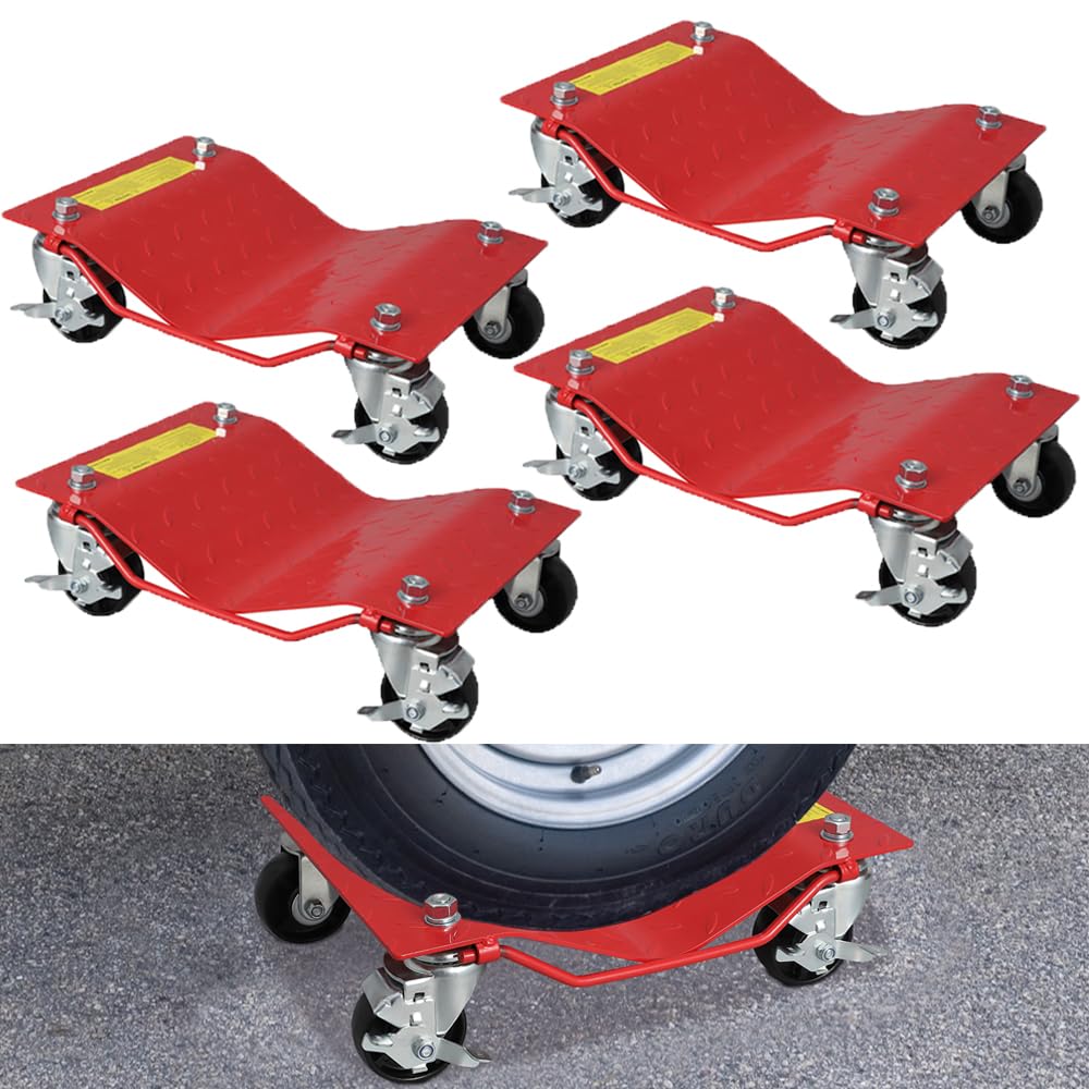 Snapklik.com : Red Wheel Dollies Set Of 4,Car Moving Dolly Heavy-Duty ...