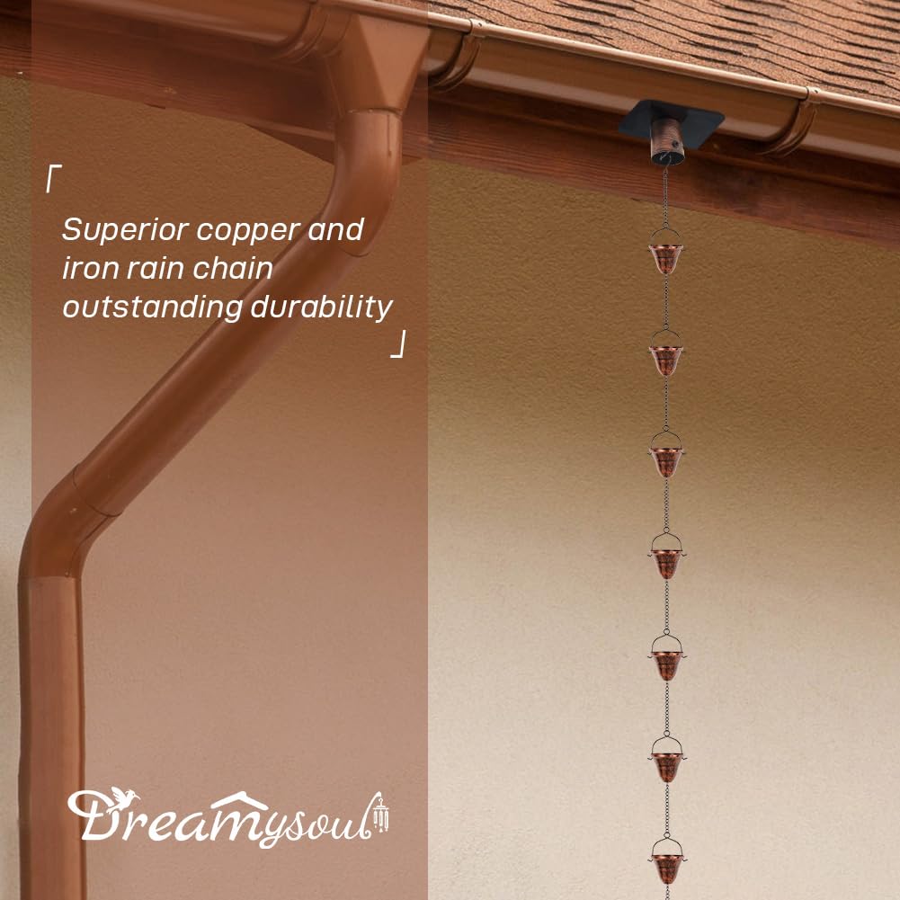 Snapklik.com : Dreamysoul Copper Rain Chains For Outside, 10.43FT
