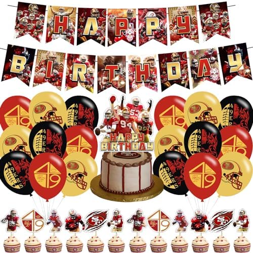 49ers Football Birthday Party Decorations Set Include 1 Happy Birthday ...