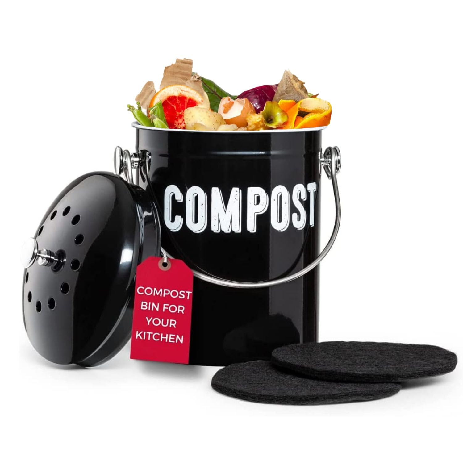 Compost Bins Granrosi Countertop Compost Bin 1.3 Gal - Stainless Steel ...
