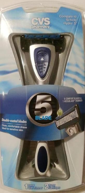 Amazon.com : CVS 5 Blade Razor With Trimmer Plus 2 Cartridges : Beauty ...