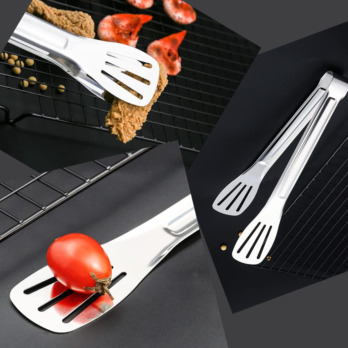 304 Stainless Steel Cooking Tongs Clip Steak Fish Turner ...