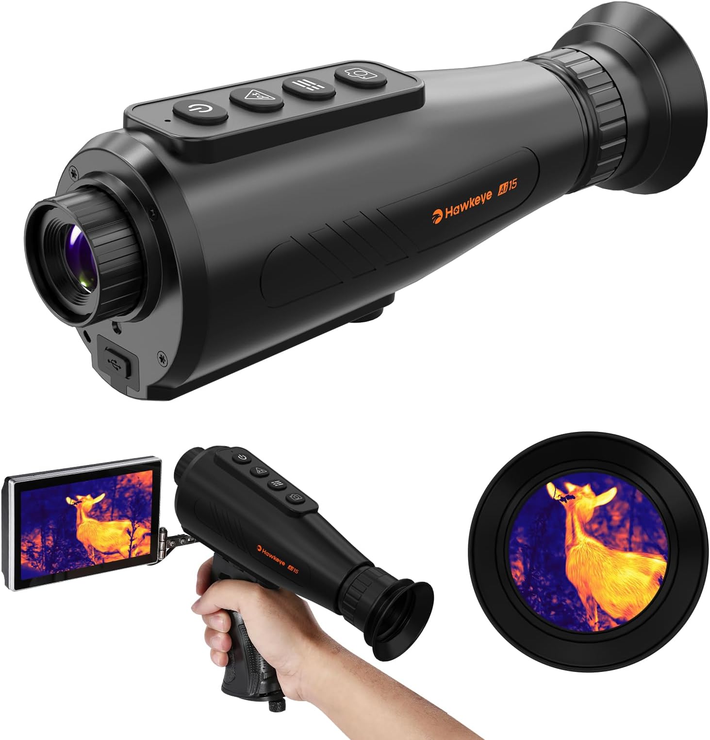 Amazon.com : Portable Thermal Monocular for Hunting,384x288 (AI Super ...