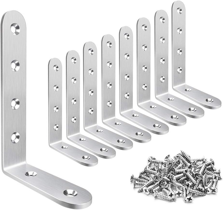 Amazon.com: Luomorgo 16 Pcs L Brackets for Shelves Heavy Duty Stainless ...