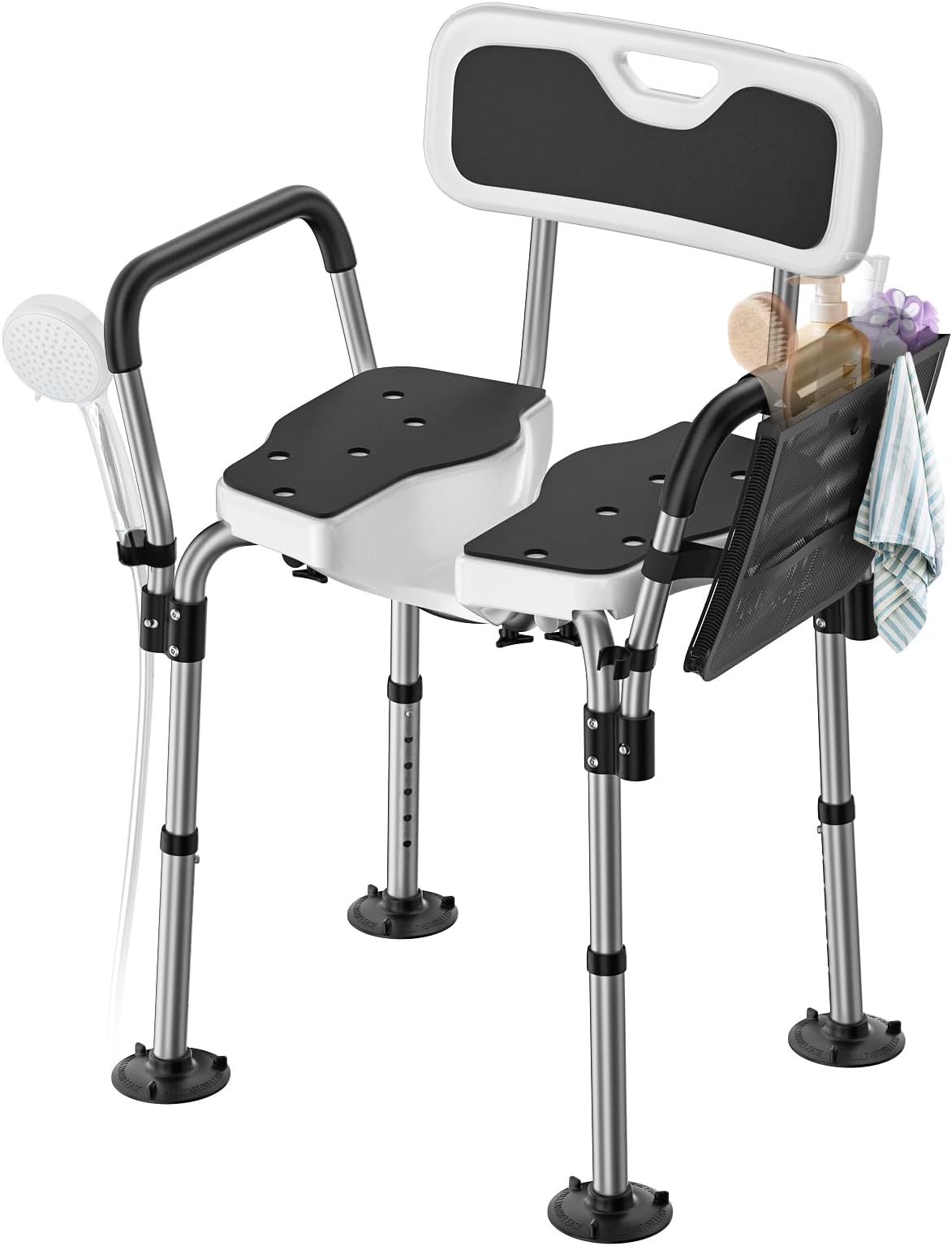 Amazon.com: Lumizone Foldable Shower Chair with Arms and Back Folding ...