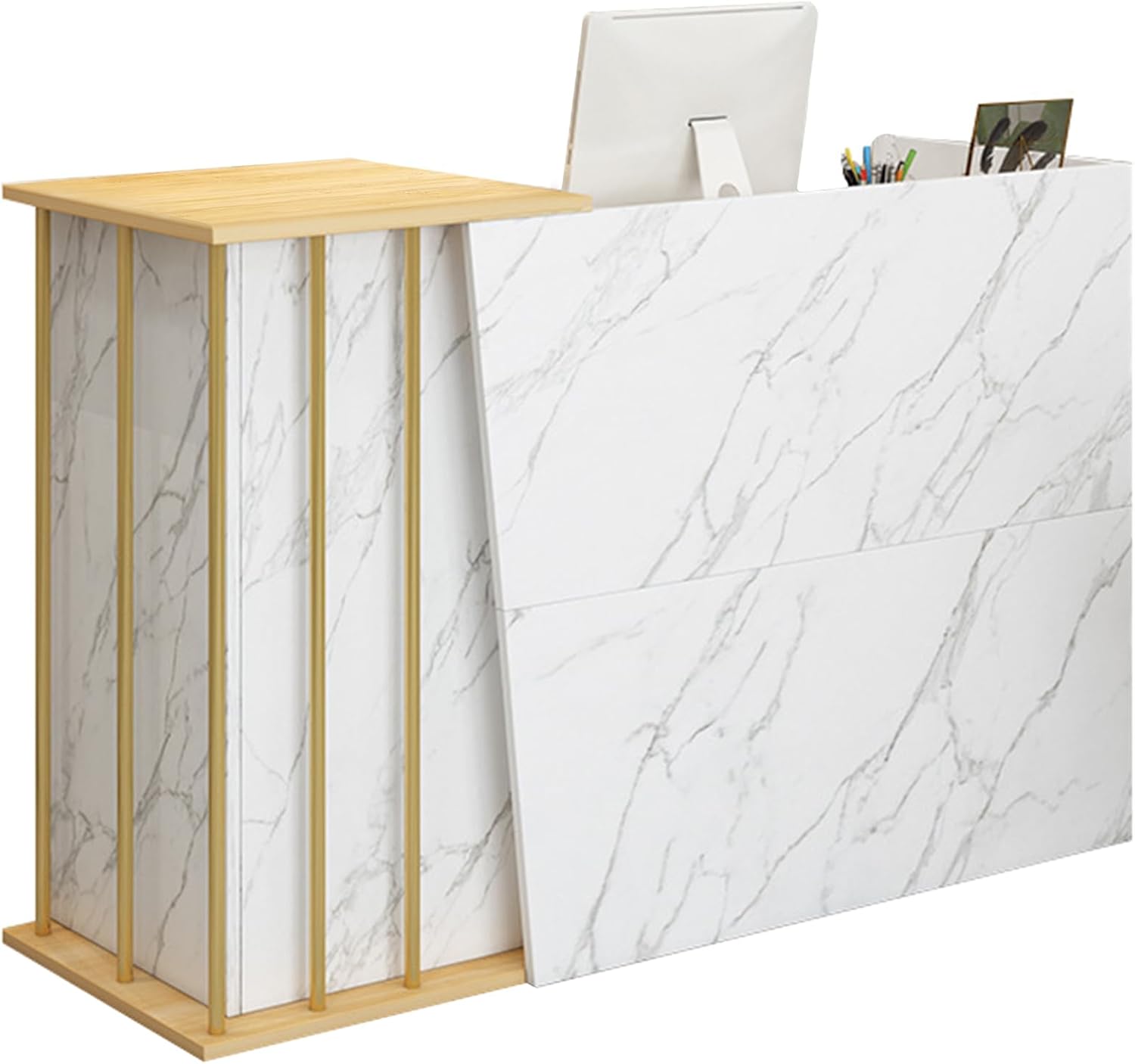 Amazon.com: Reception Desk Checkout Retail Counter with Lockable Drawer ...