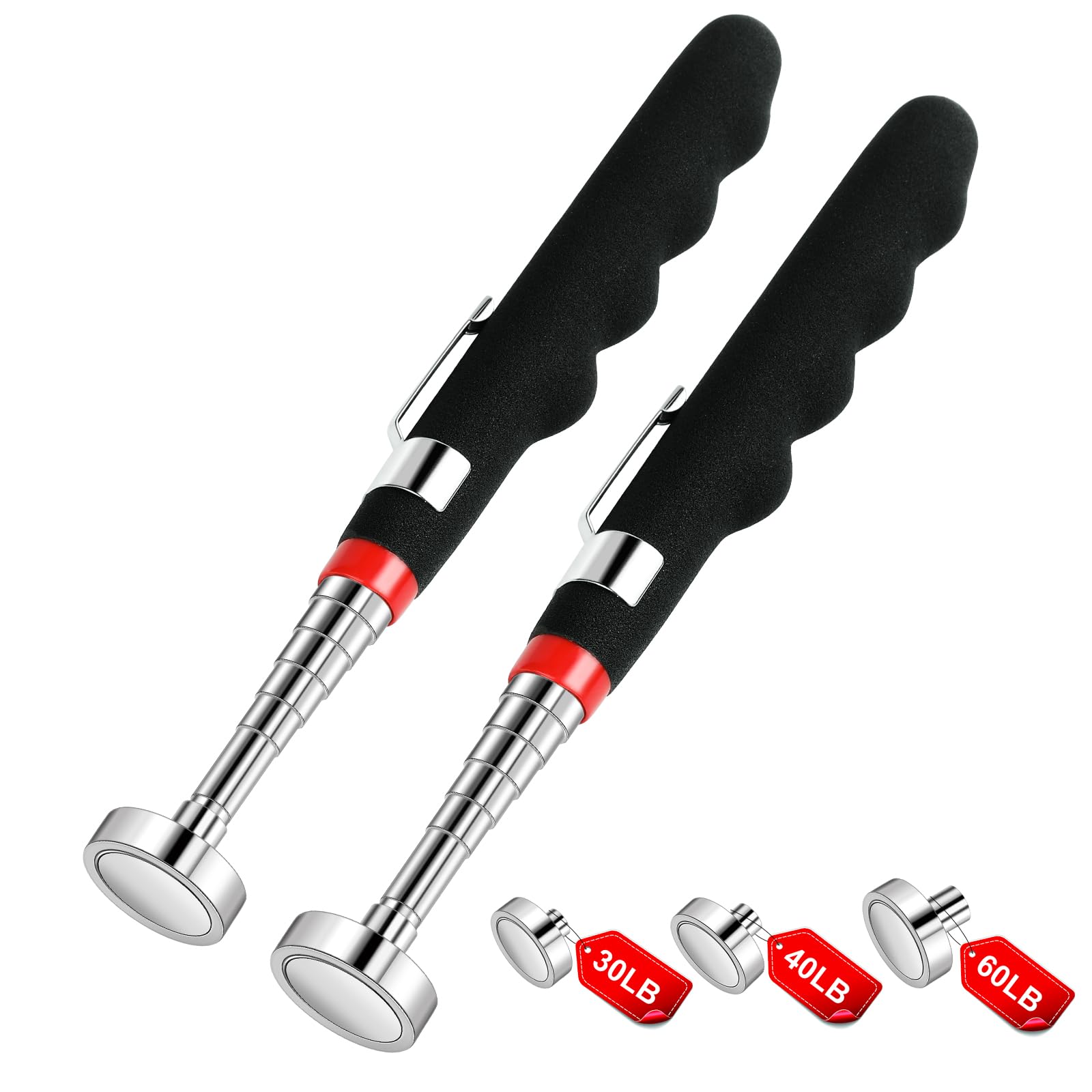 TOP MAGNETS Magnetic Pickup Tool with 30LB,40LB,60LB, Extendable Magnet ...