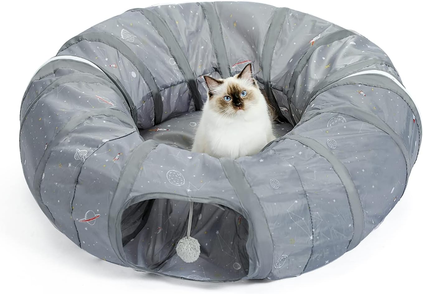 PAWZ Road Cat Tunnel Bed with Central Mat and Peek Hole Cat Bed with ...