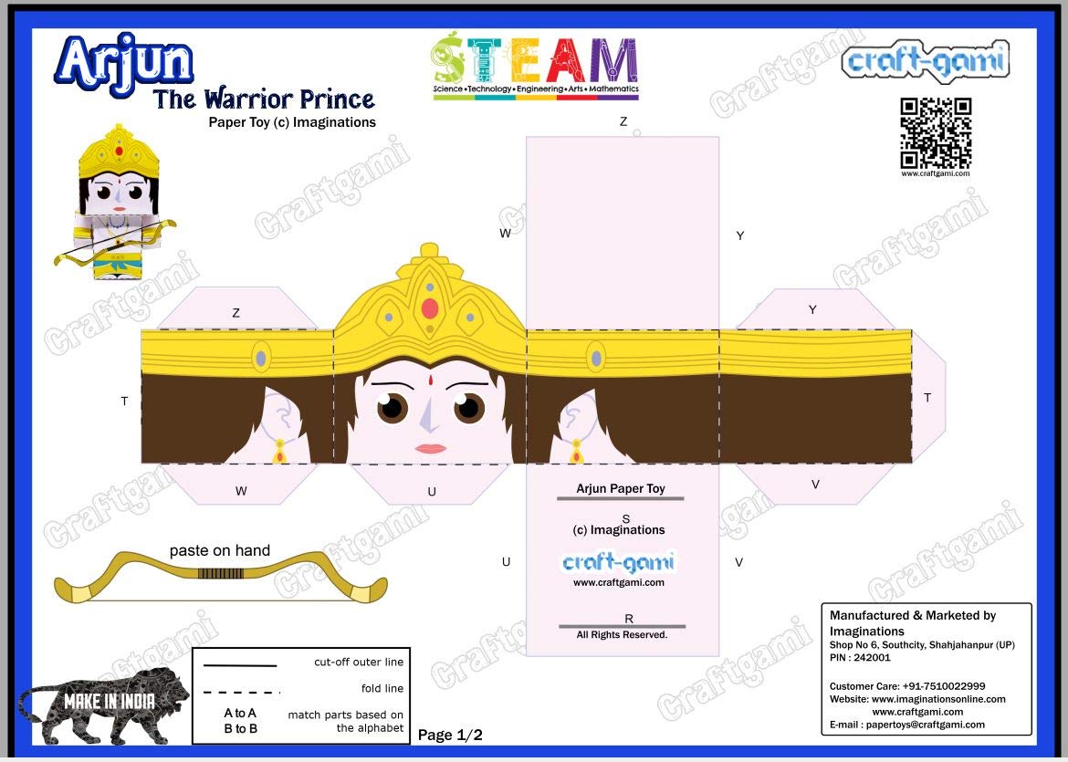 Craftgami Indian God/Heroes/Figures Series Paper Toys DIY Sheets (Arjun ...