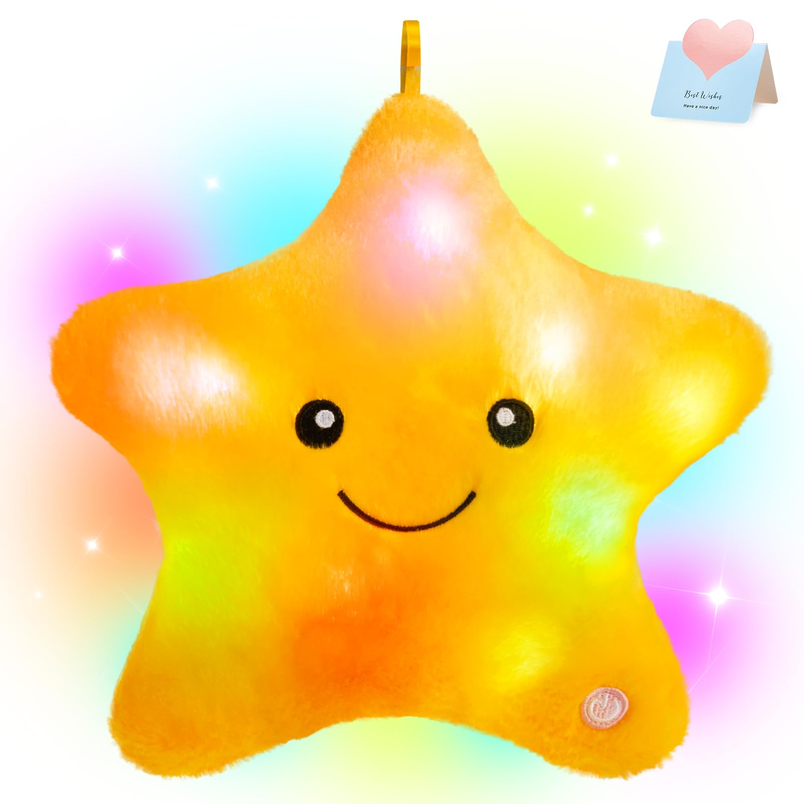 Amazon.com: WEWILL 9'' LED Twinkle Star Soft Plush Pillow Toys Glowing Stuffed Star Light up ...