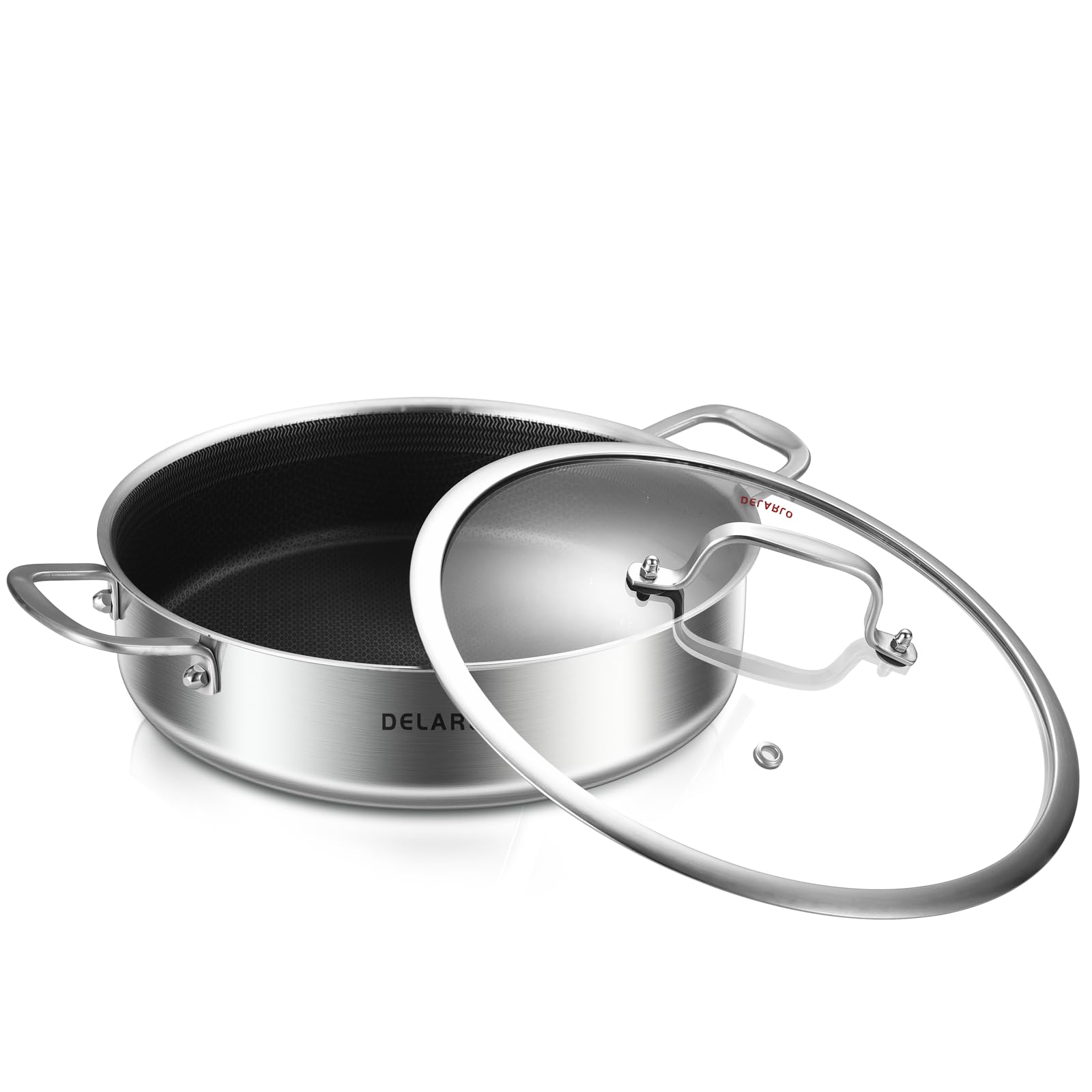 Amazon.com: DELARLO Tri-Ply Stainless Steel 5.5QT Saute Pan With Lid ...