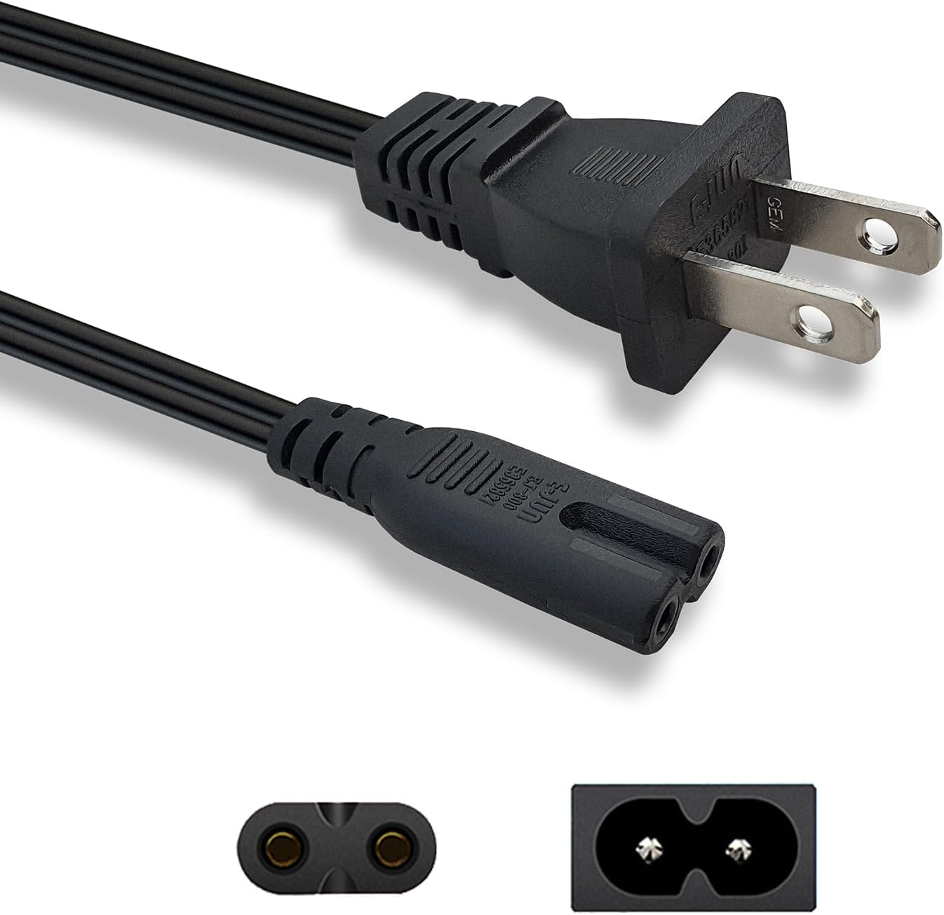 Amazon.com: Linetek 2 Prong Power Cord 7A 125V, LS-7J LS-7C, 3FT ...