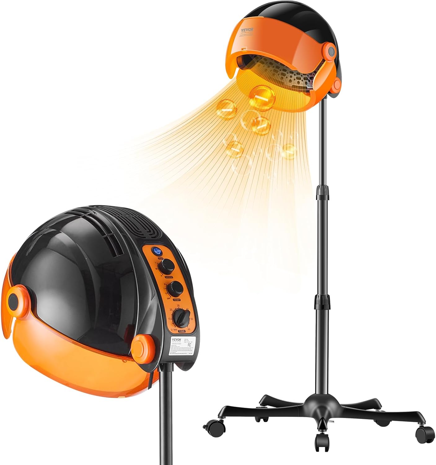 Amazon.com : VEVOR Ionic Hooded Hair Dryer with Variable Speed ...