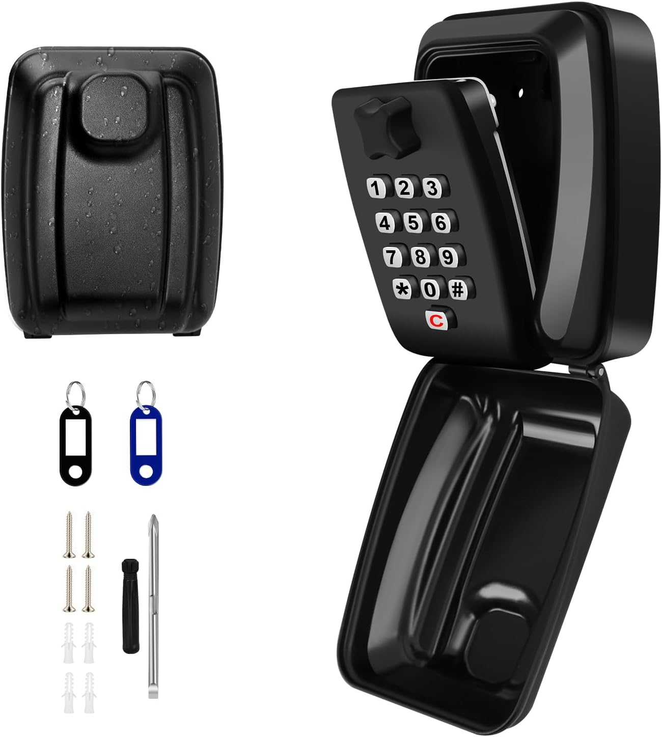 Zosudull Key Safe Wall Mounted, Waterproof Key Lock Box Outdoor with 1 ...