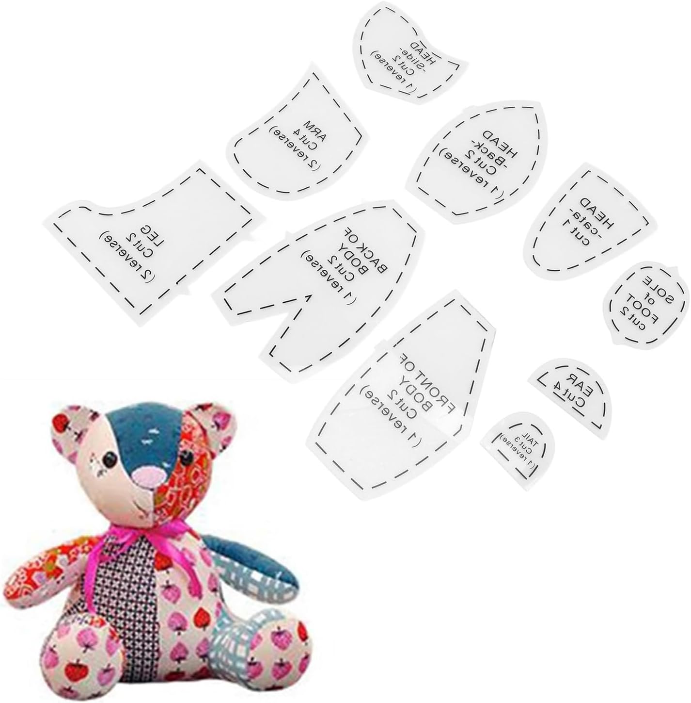 Memory Bear Template Ruler Set, Acrylic Quilting Template Cutting ...