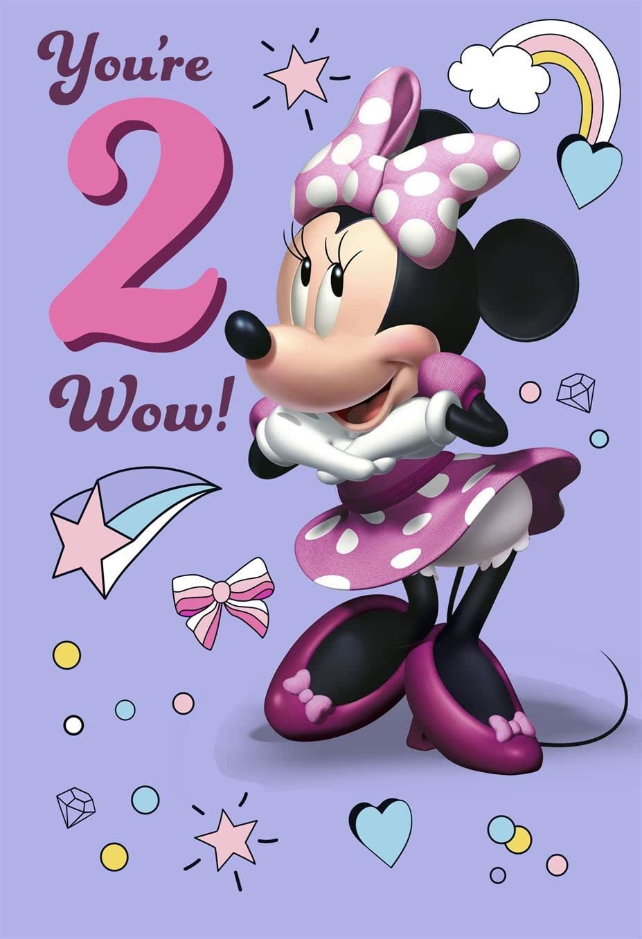 Cards Hallmark Disney Minnie Mouse 2nd Birthday You're 2 wow! : Amazon ...