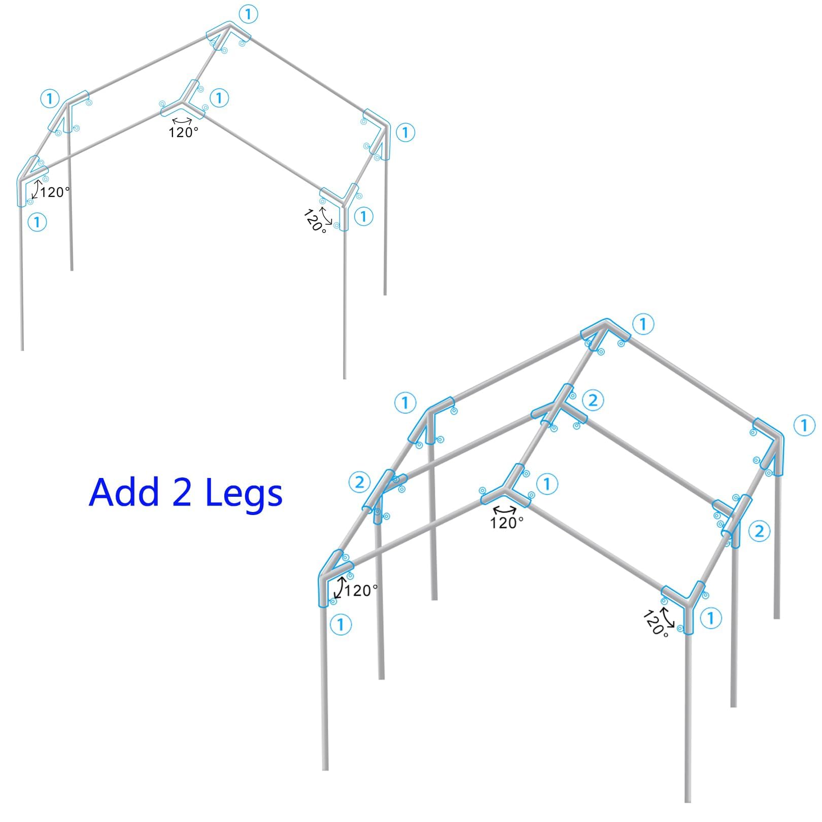 Snapklik.com : Aoneky 1 3/8 Corner Canopy Fitting Couplers Kit - Frame ...