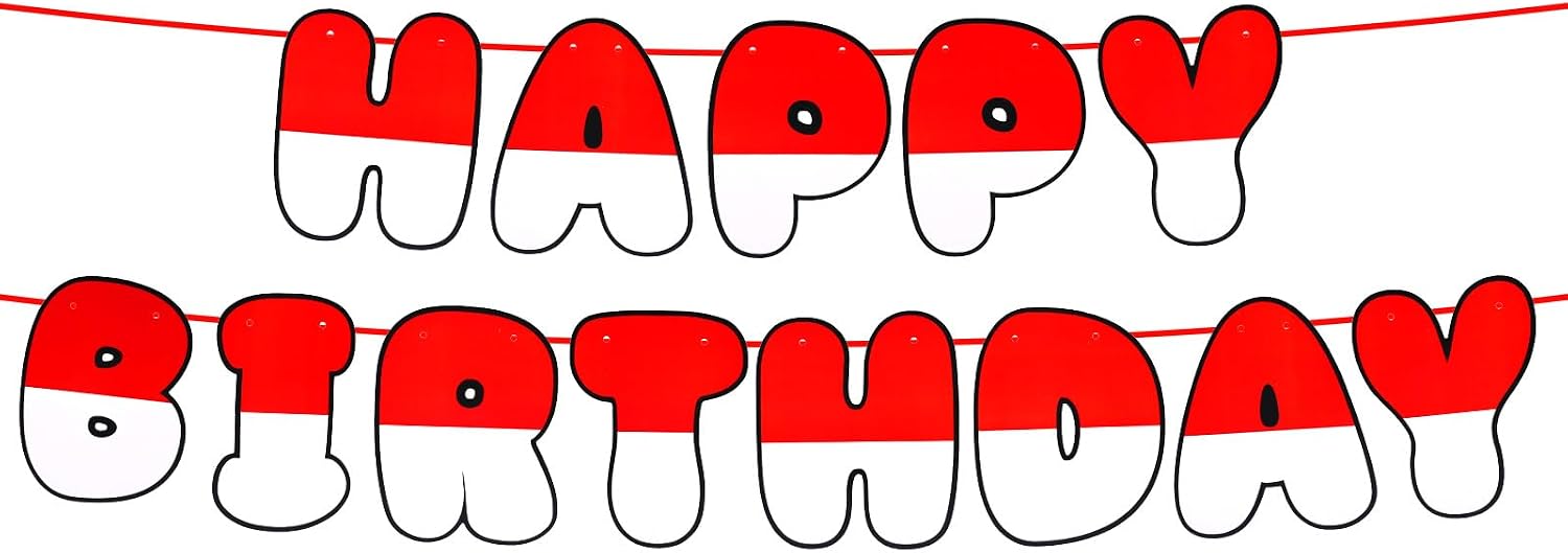 Amazon.com: 2pcs Cartoon Red And White Banner, Pre-String Cartoon ...