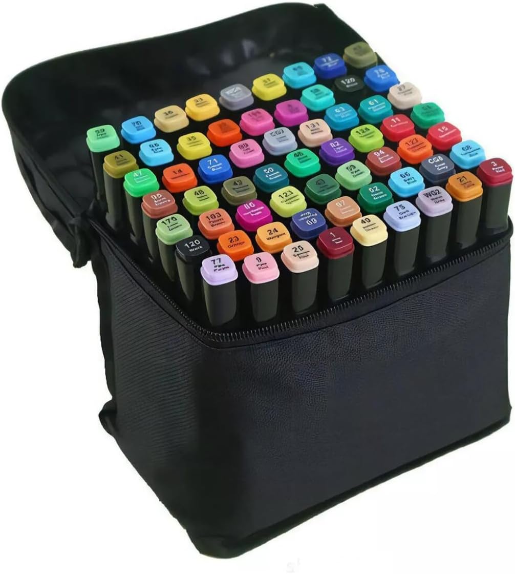 Kit Canetas Marcador para Colorir Ponta Dupla Escolar 60 Cores Boobie ...