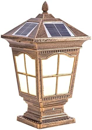 Outdoor Light, Fence Wall Column Light Traditional Victorian LED Solar ...