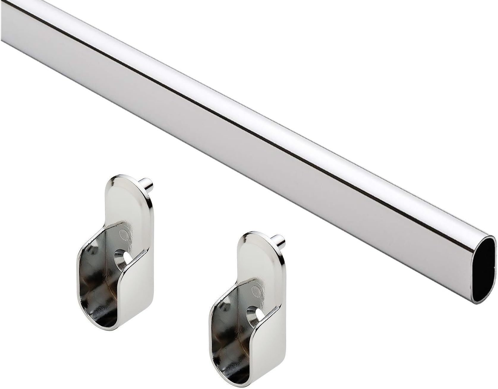 Amazon.com: Home750-Chrome Oval Closet Rod with Chrome Rod End Supports ...