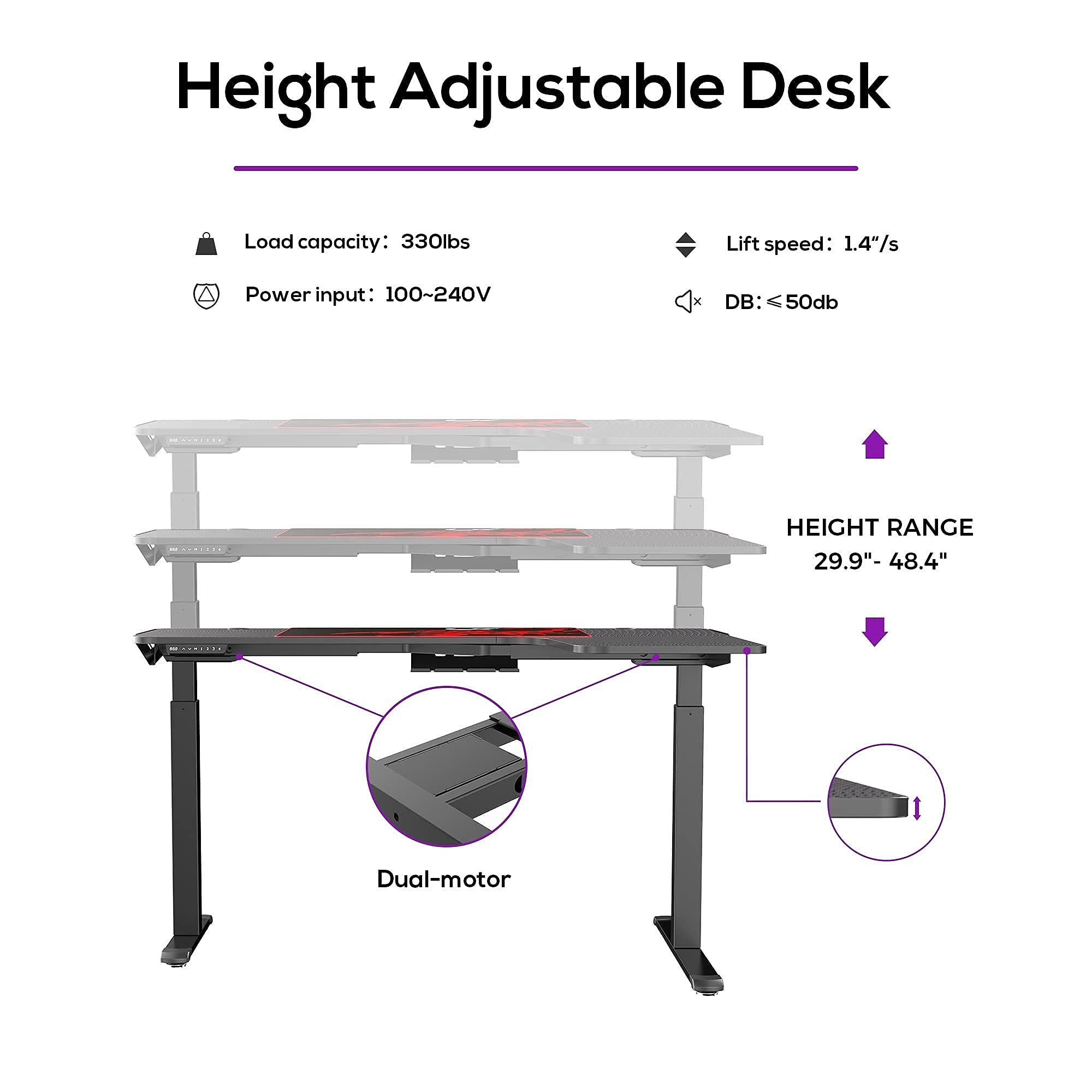 Buy It's_Organized L Shaped Standing Desk, 61 inch Electric Height ...