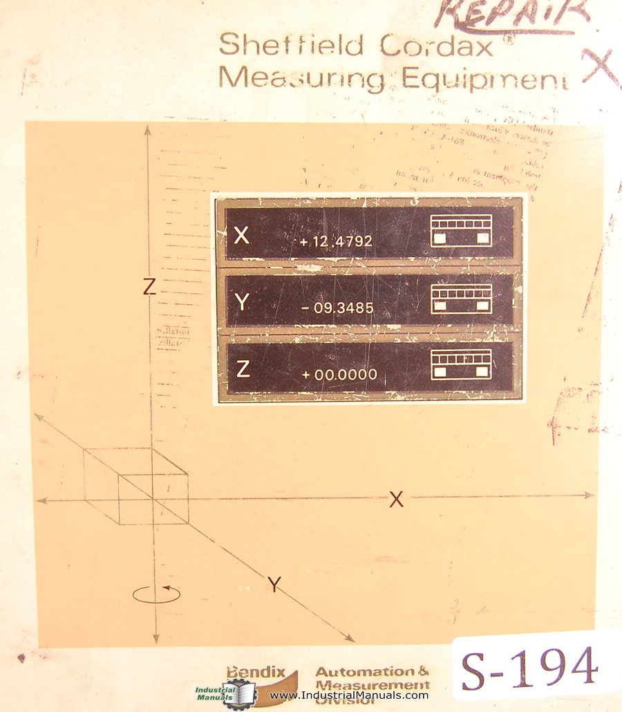 Sheffield, Bendix, Cordax DCC, Coordinate Measuring Machine, Operations ...