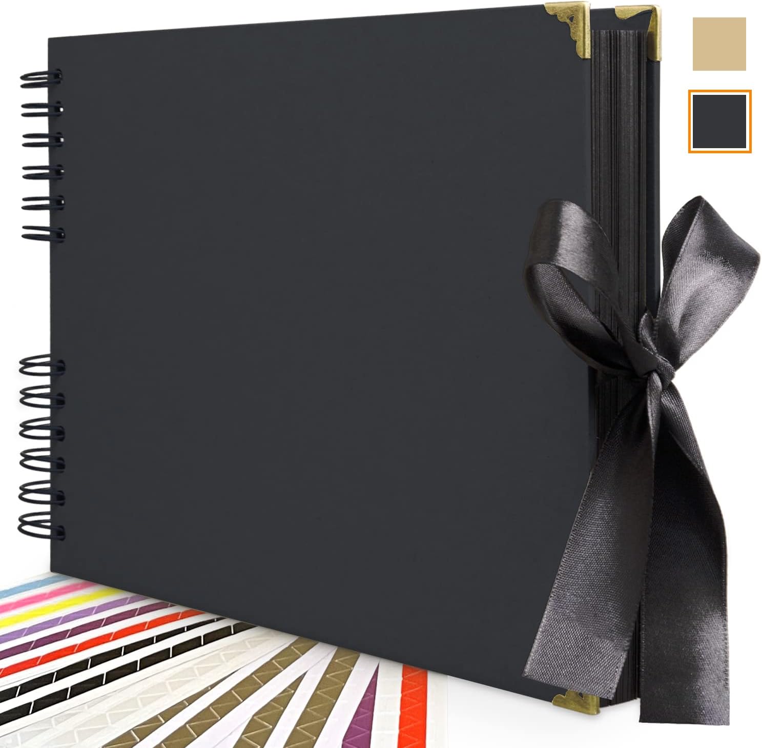 Amazon.com: Scrapbook Album, 30 Black Pages DIY Memory Book, Self ...