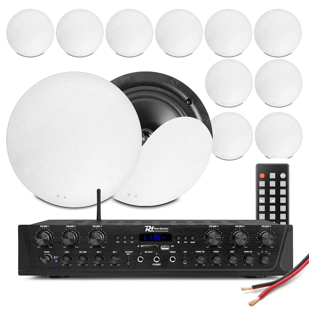 Power Dynamics 6-Zone Multi Room Ceiling Speaker System PV260BT ...