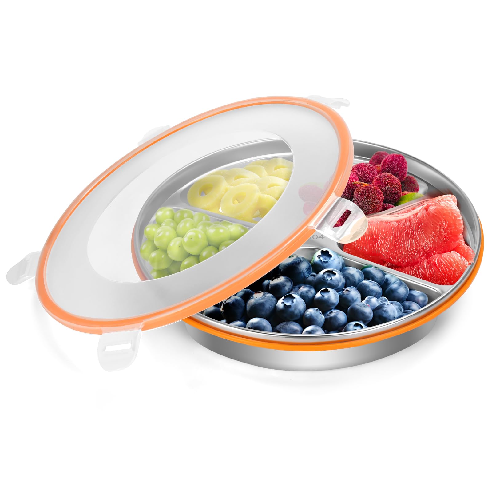 Amazon.com | Luismia Stainless Steel Divided Serving Tray with Lid SUS ...