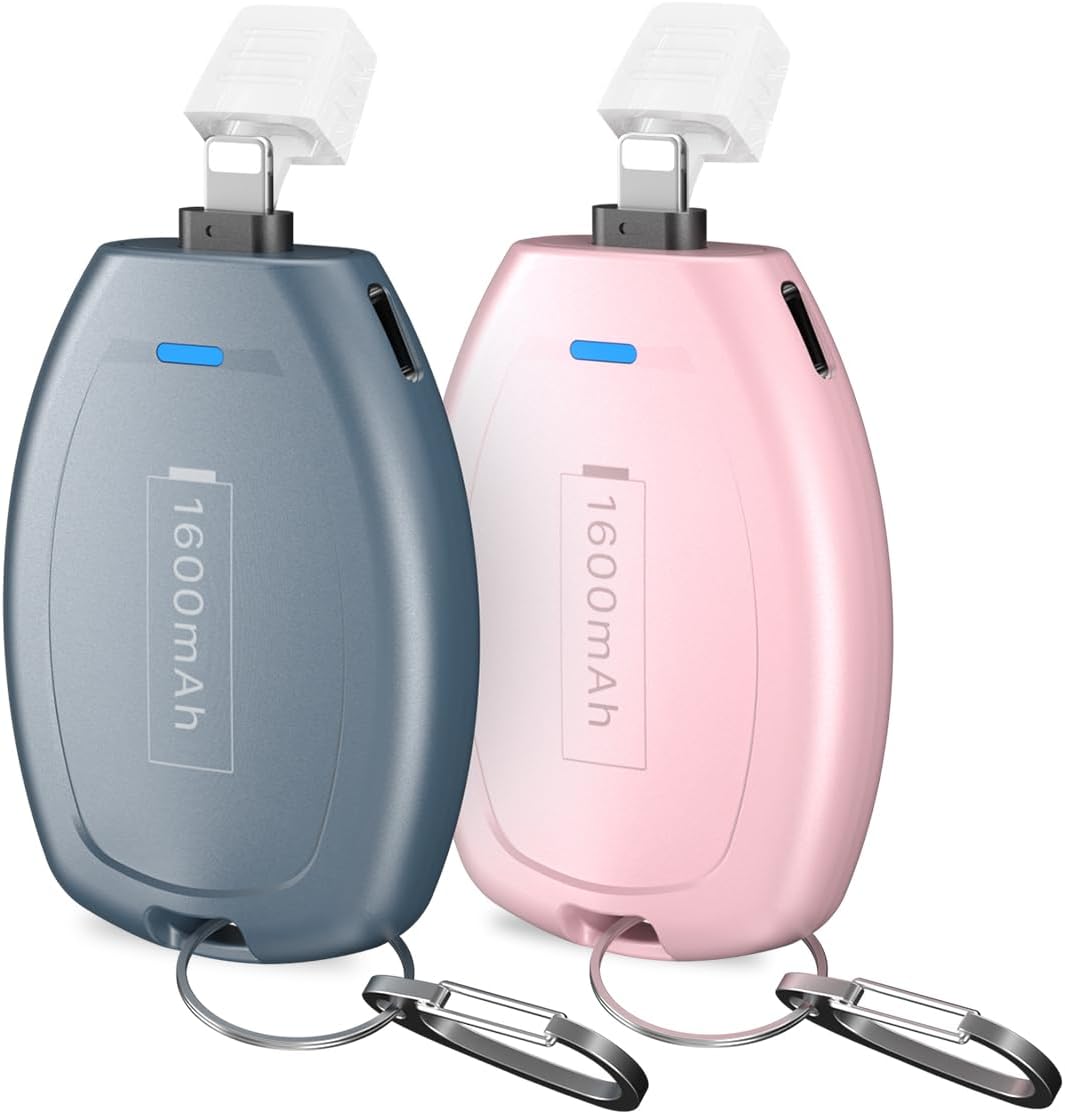 Amazon.com: HUAYOTEK Keychain Portable Charger for iPhone, 2 Built in ...