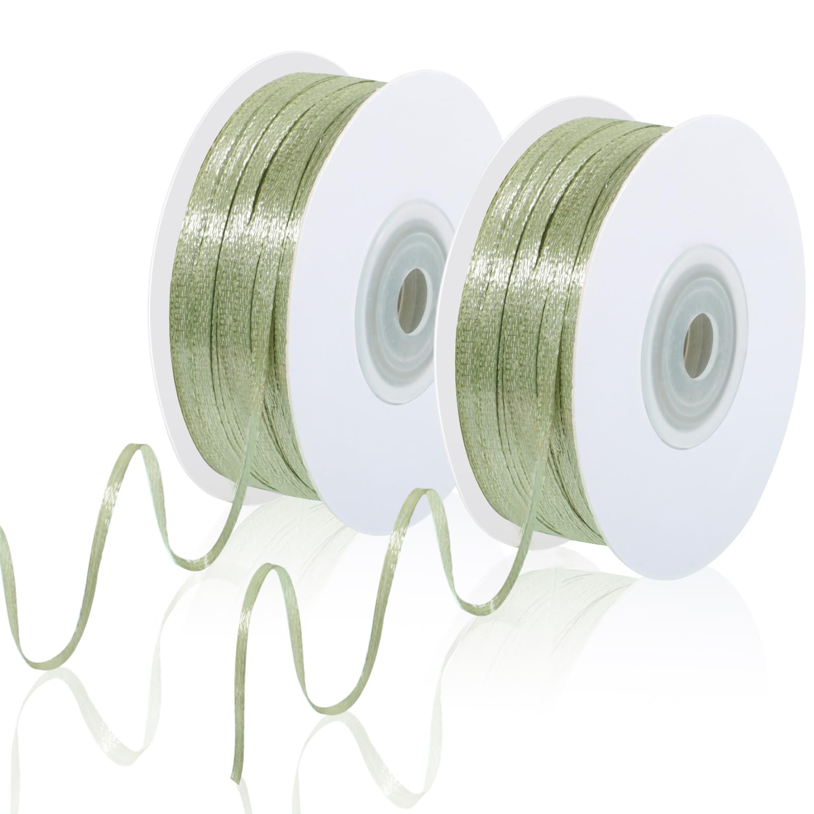 Amazon.com: 200 Yards 1/8 Inch Sage Green Ribbon, Thin Light Green ...